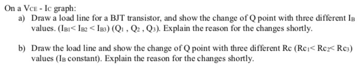 Solved On a VCE - Ic graph: a) Draw a load line for a BJT | Chegg.com