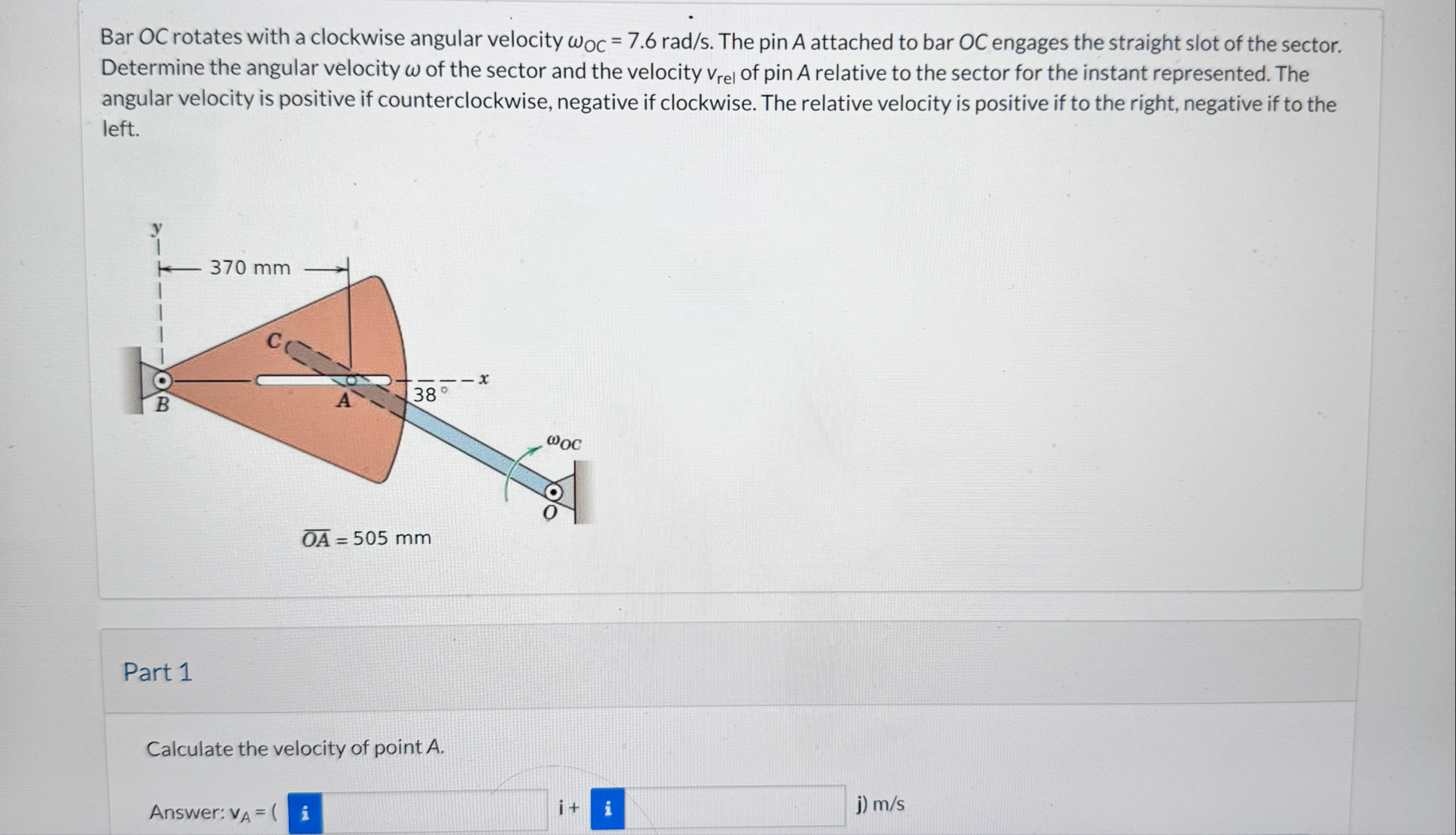 Solved Bar OC rotates with a clockwise angular velocity | Chegg.com