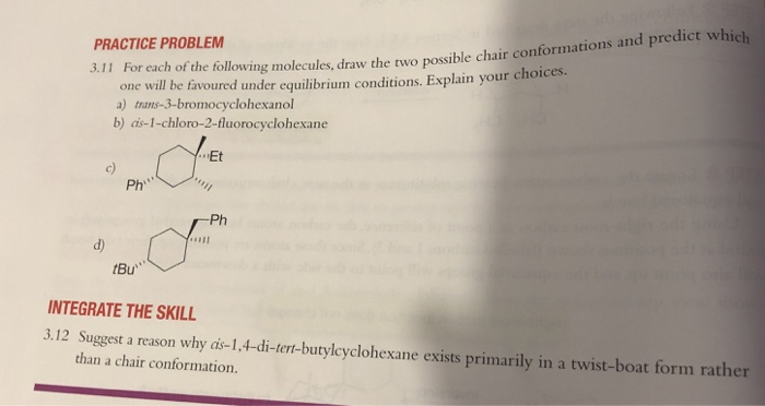 Solved molecules, draw the two possible chair conformations | Chegg.com