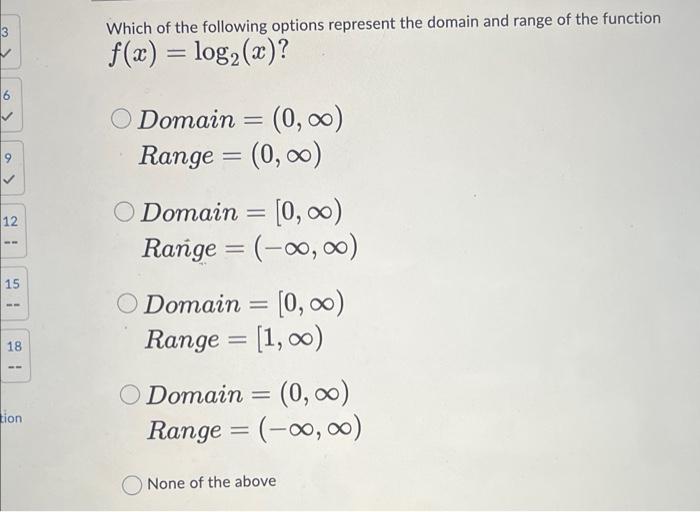 Solved Which of the following options represent the domain | Chegg.com