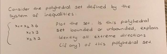 Solved Consider the polyhedral set defined by the system of | Chegg.com