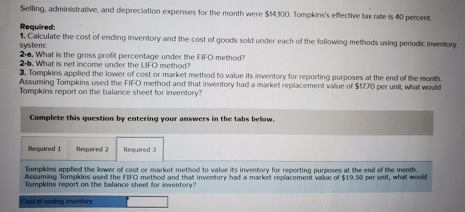 Solved Tompkins Company reports the following inventory | Chegg.com
