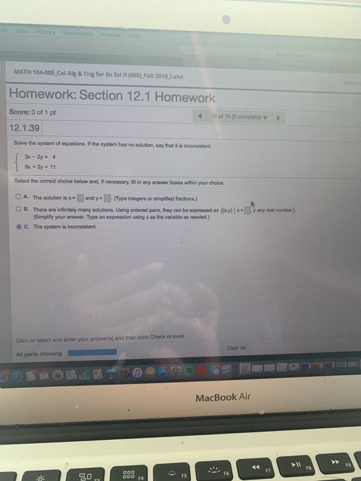 Solved MATH 104-005_Col Alg & Trig for En Sc (005). Fall | Chegg.com