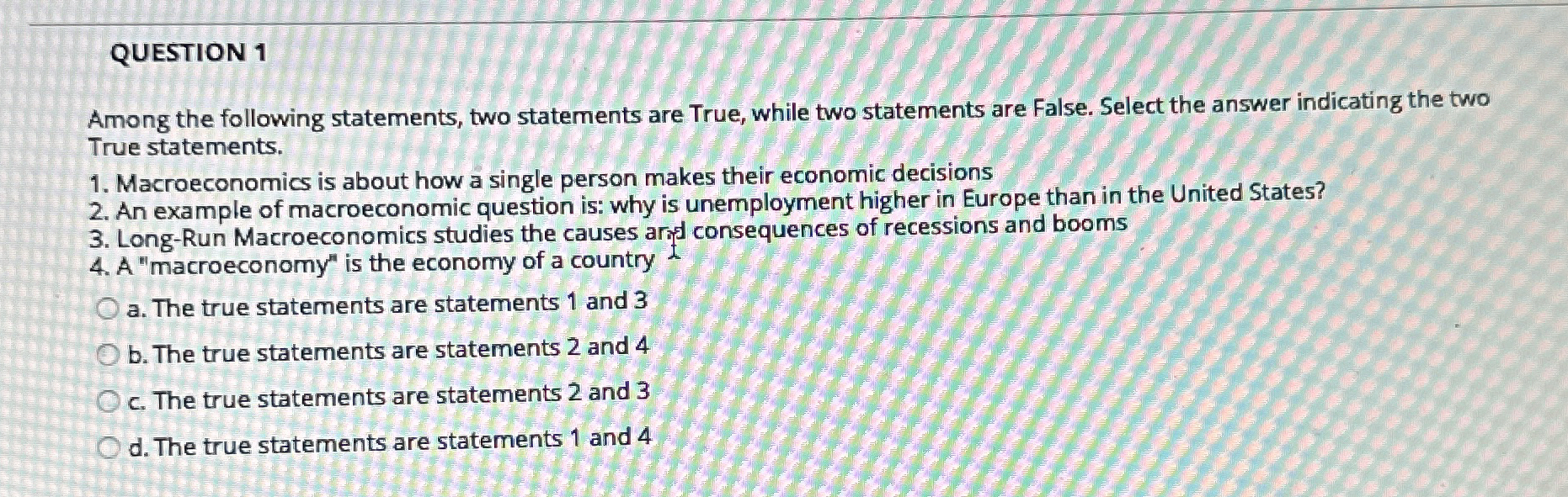 Solved QUESTION 1Among the following statements, two | Chegg.com