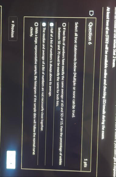 Solved Question 61 ﻿ptsSelect all true statements below | Chegg.com