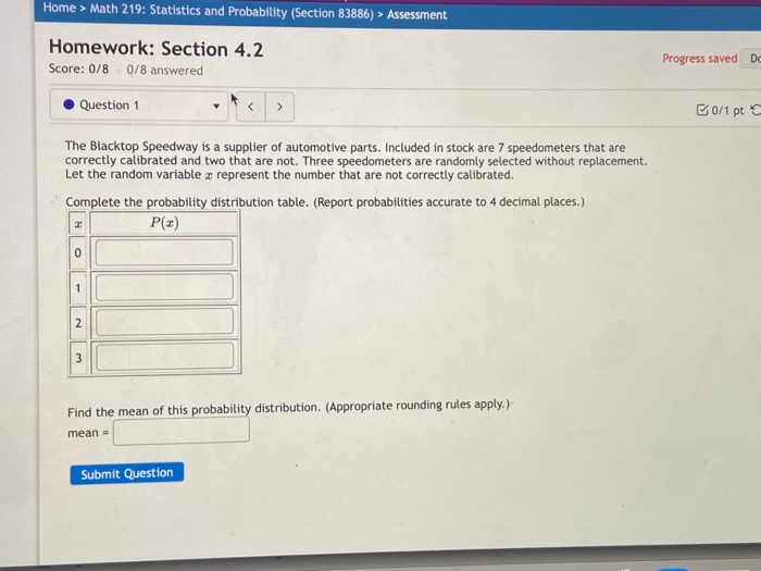 Solved Home > Math 219: Statistics and Probability (Section | Chegg.com