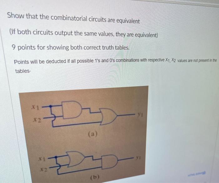 Solved Show that the combinatorial circuits are equivalent | Chegg.com