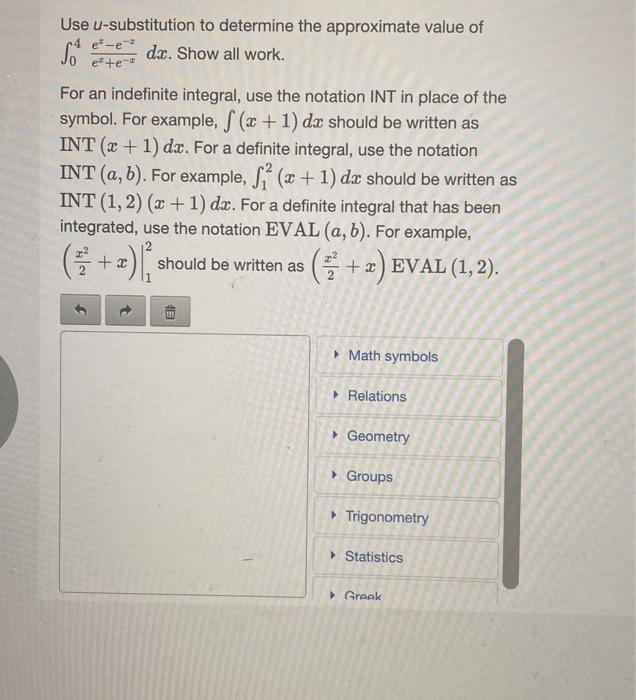 Solved Use u-substitution to determine the approximate value | Chegg.com