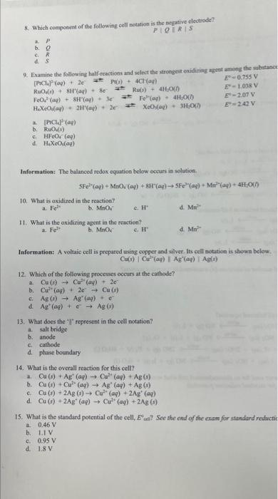 Solved 8. Which compoecat of the following cell notation is | Chegg.com