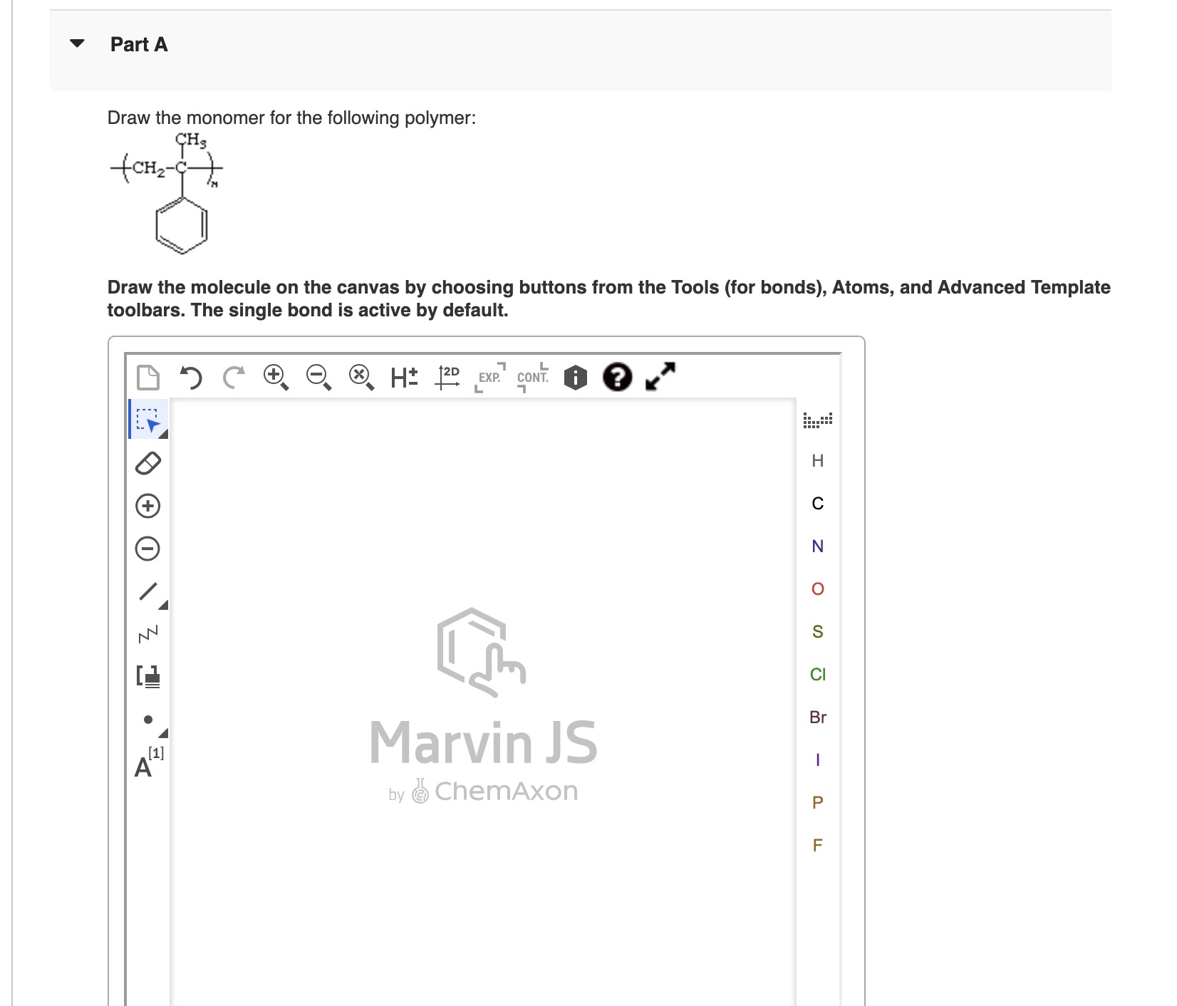 Solved Part ADraw the monomer for the following polymer:Draw | Chegg.com