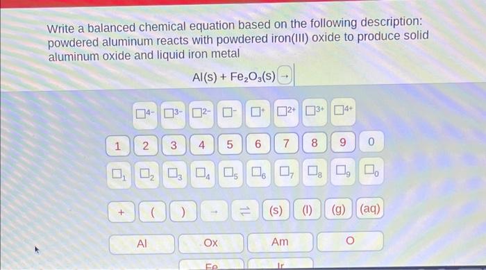 Solved Write A Balanced Chemical Equation Based On The