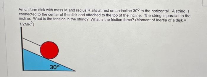 Solved An uniform disk with mass M and radius R sits at rest | Chegg.com
