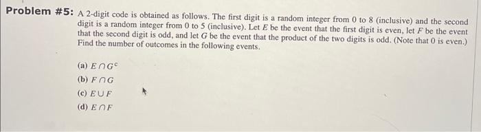 Solved oblem \#5: A 2-digit code is obtained as follows. The | Chegg.com