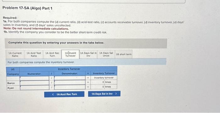 Solved Required information Problem 17-5A (Algo) Comparative | Chegg.com