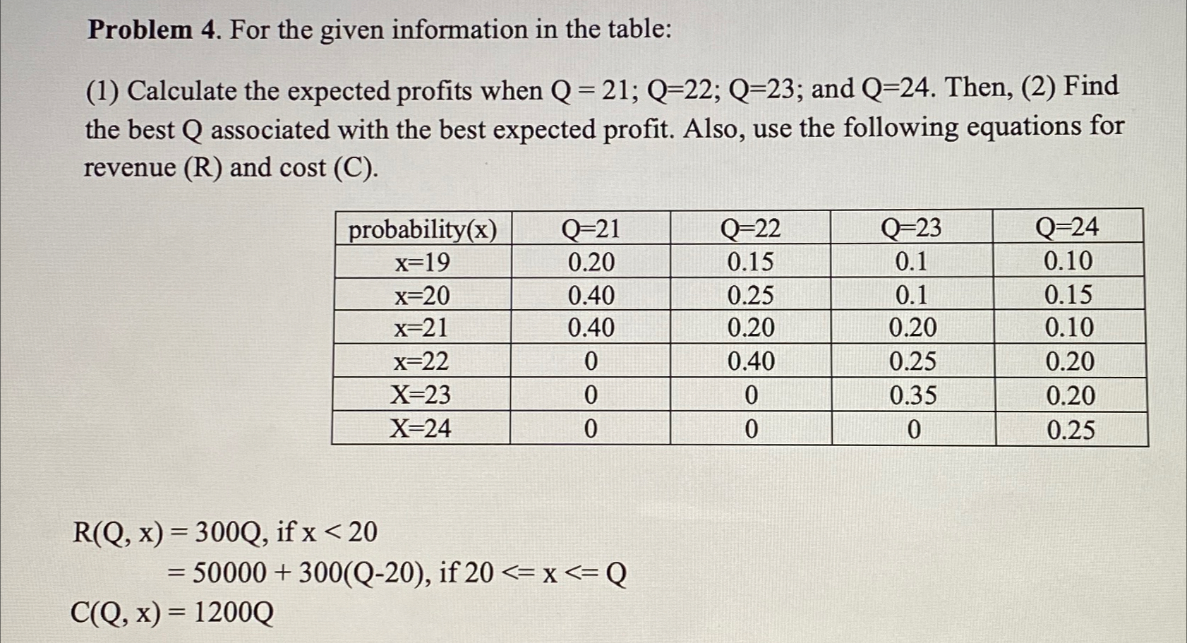 Solved Problem 4. ﻿For the given information in the | Chegg.com