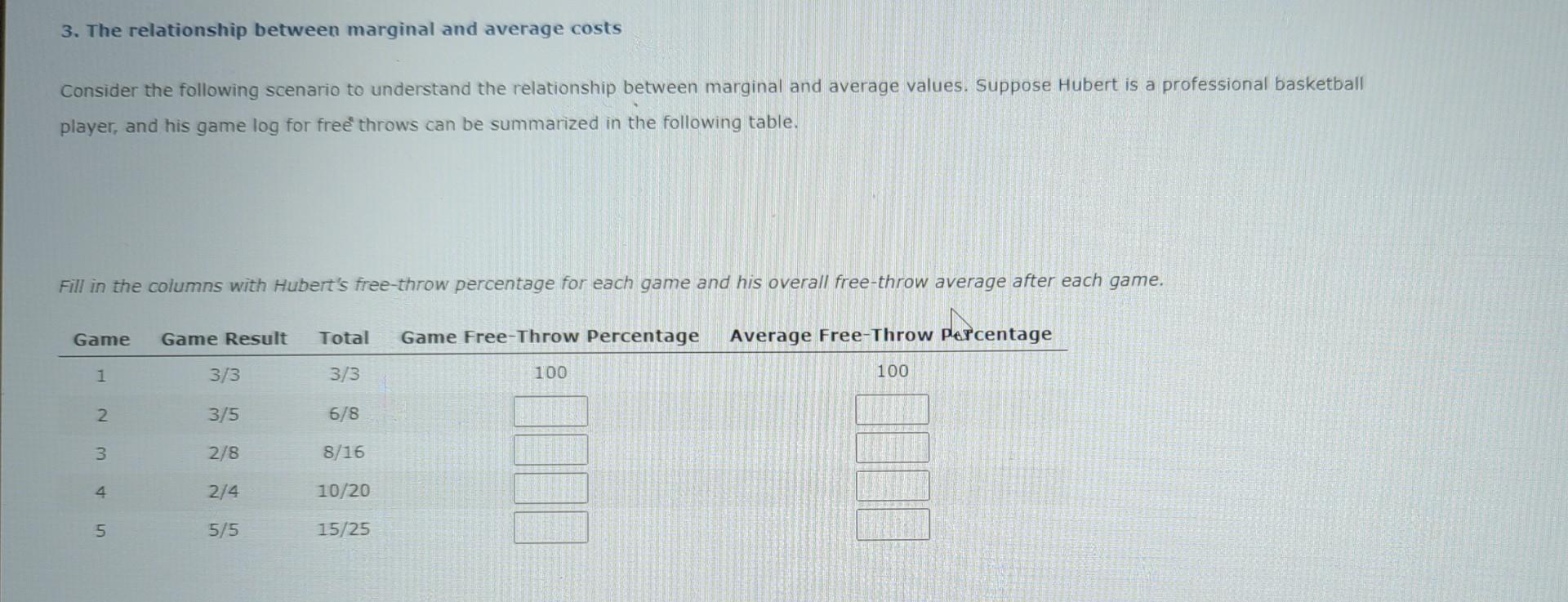 Solved 3. The relationship between marginal and average | Chegg.com