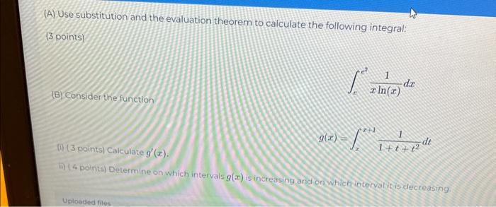 Solved (A) Use substitution and the evaluation theorem to | Chegg.com