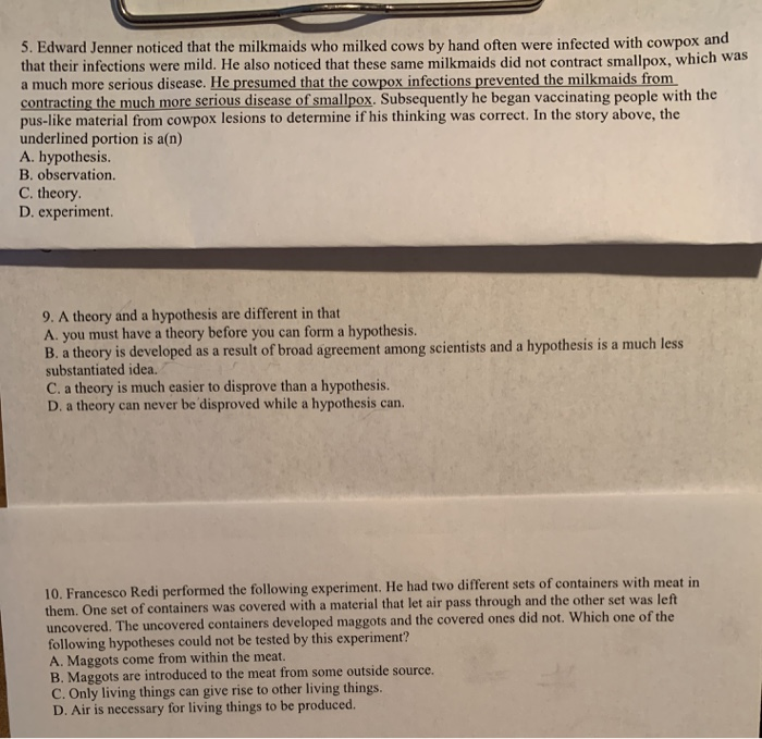 Solved 5. Edward Jenner noticed that the milkmaids who | Chegg.com