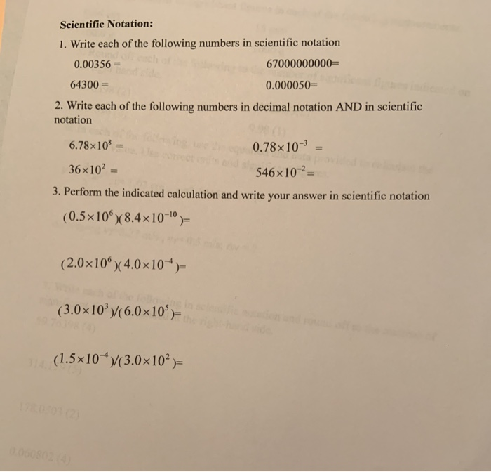 Solved Scientific Notation 1 Write Each Of The Following Chegg