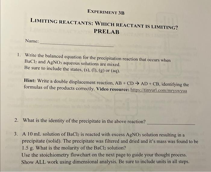 [Solved]: LIMITING REACTANTS: WHICH REACTANT IS LIMITING? P