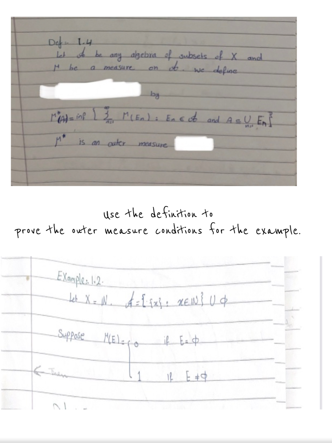 Solved use the definition toprove the outer measure | Chegg.com