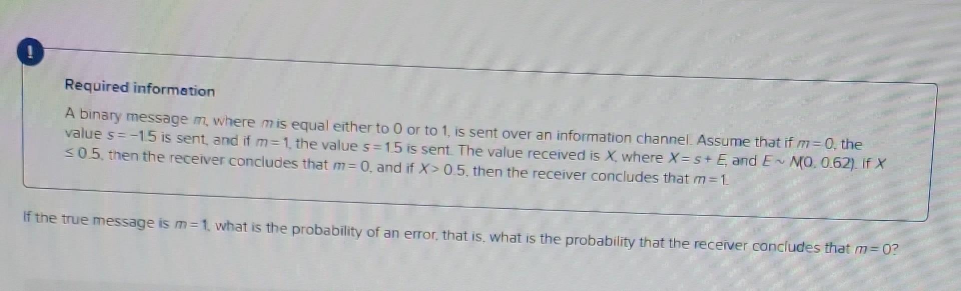 Solved Required information A binary message m, where m is | Chegg.com