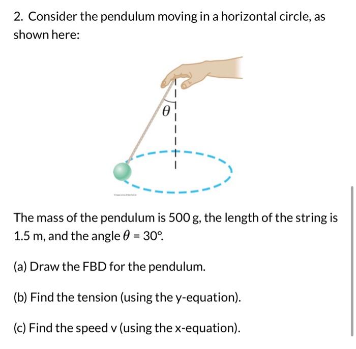 Solved 2. Consider the pendulum moving in a horizontal | Chegg.com