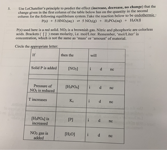 Solved Use LeChatelier's principle to predict the effect | Chegg.com