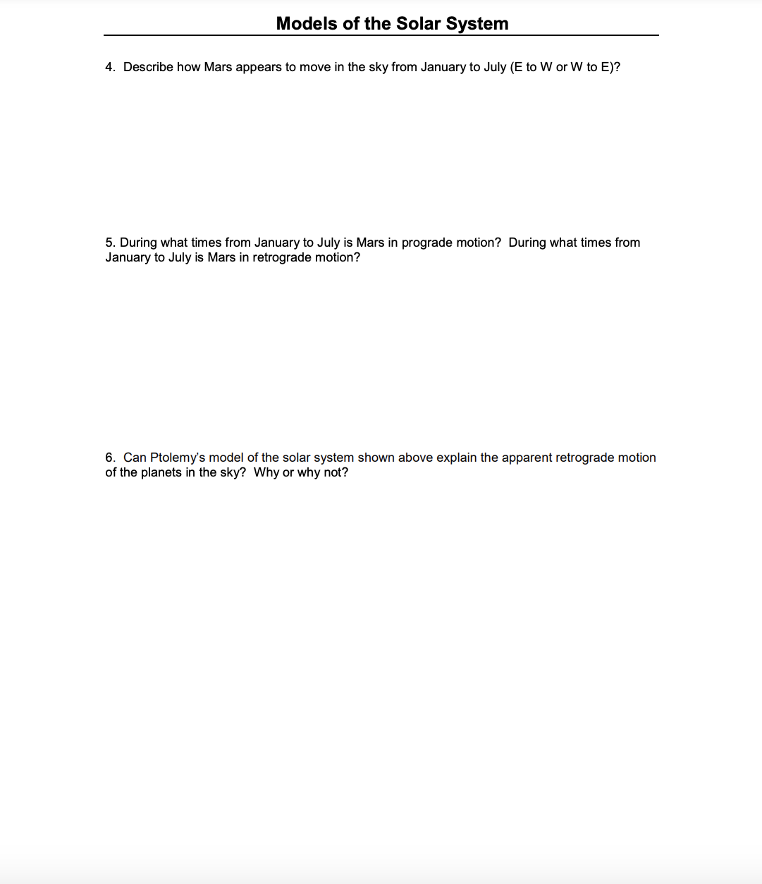 Solved Models of the Solar System4. ﻿Describe how Mars | Chegg.com