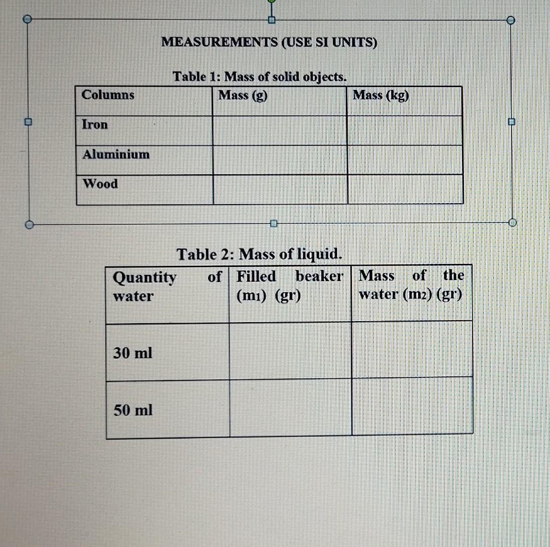 EXPERIMENT 1 MEASUREMENT AND CALCULATION (SI UNITS) | Chegg.com