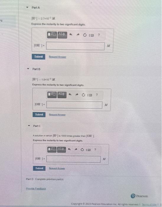 H∗1=2.7×10−2M : Express the motarity to two | Chegg.com