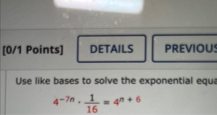 Solved Use like bases to solve the exponential equa | Chegg.com