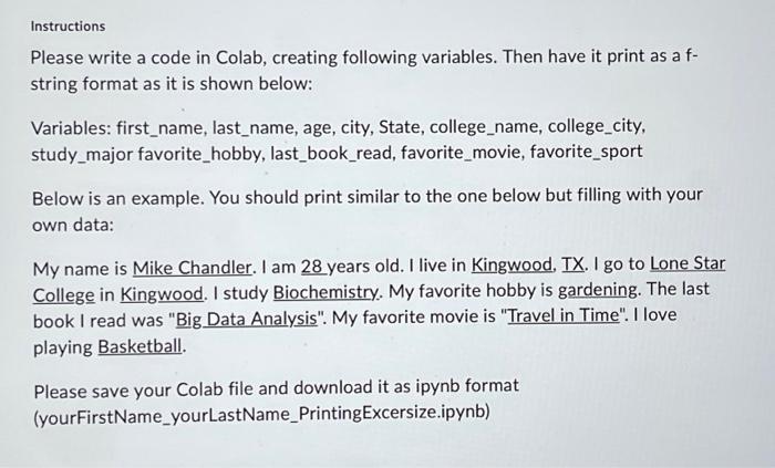 Solved Instructions: Please write a code in Colab, creating | Chegg.com