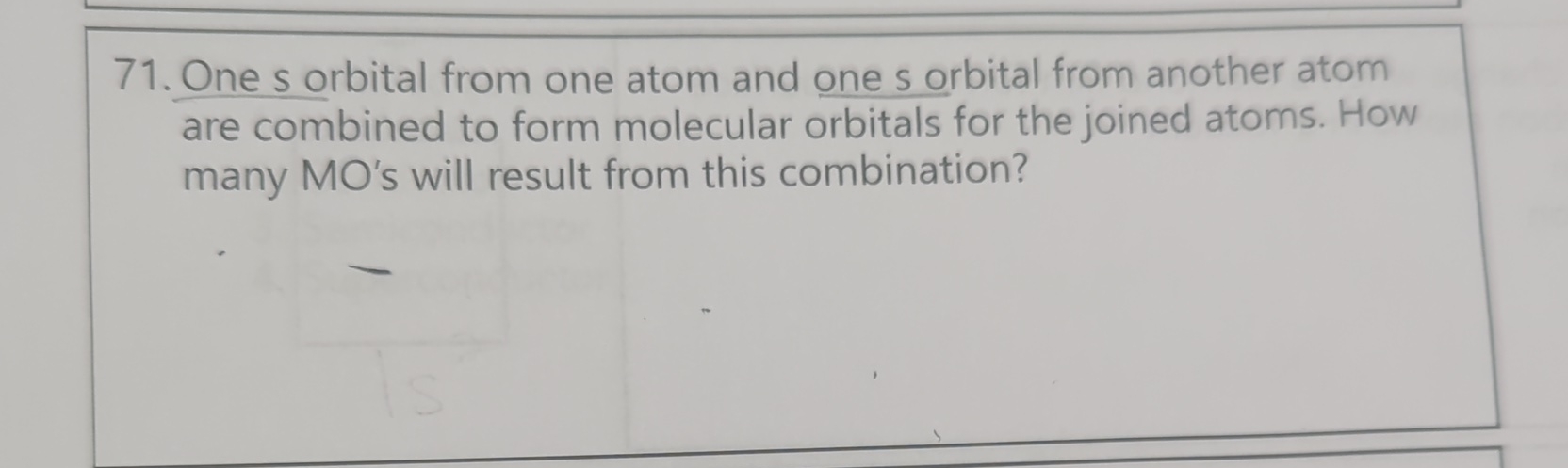 Solved One s orbital from one atom and one s orbital from | Chegg.com