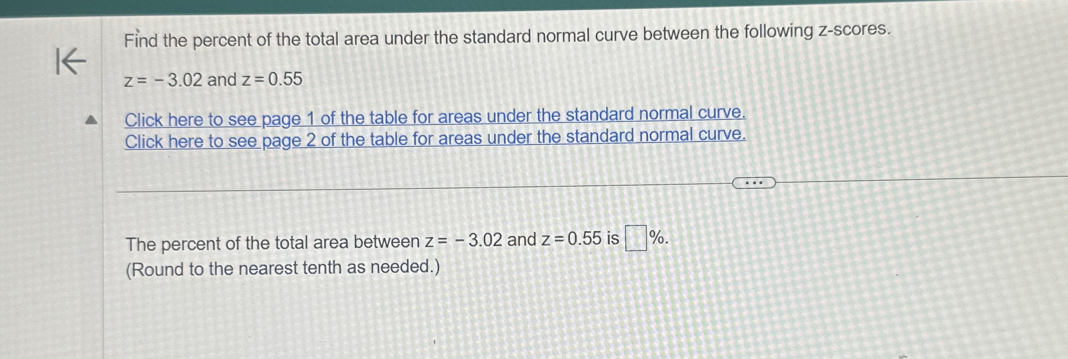 Solved Find the percent of the total area under the standard | Chegg.com