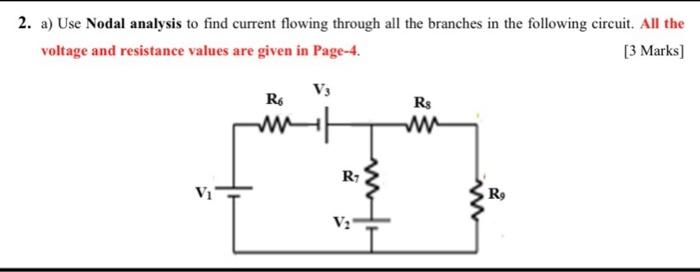 Solved 2. a) Use Nodal analysis to find current flowing | Chegg.com
