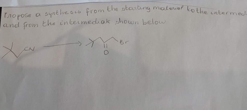 Solved Propose a synthesis from the starting material to the | Chegg.com