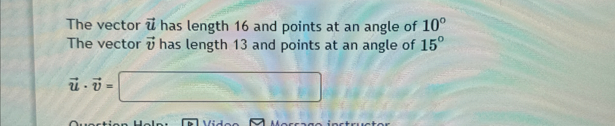 Solved The vector vec(u) ﻿has length 16 ﻿and points at an | Chegg.com