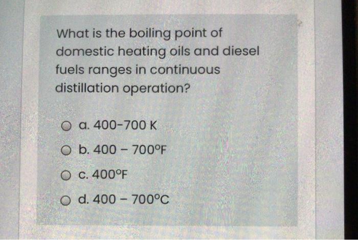 Solved What is the boiling point of domestic heating oils | Chegg.com