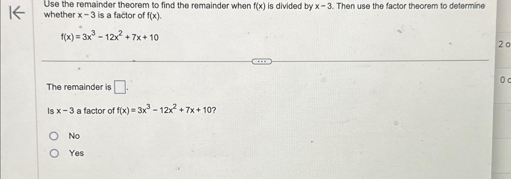 Solved Use the remainder theorem to find the remainder when | Chegg.com