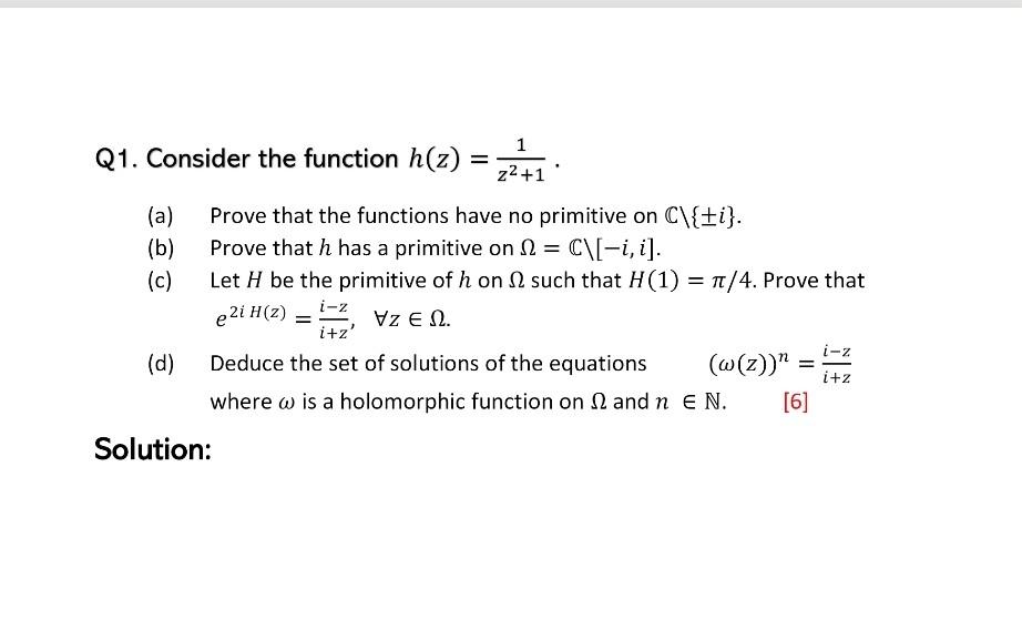 Q1. Consider the function h(z)=z2+11. (a) Prove that | Chegg.com