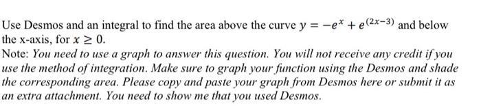 Solved Use Desmos and an integral to find the area above the | Chegg.com