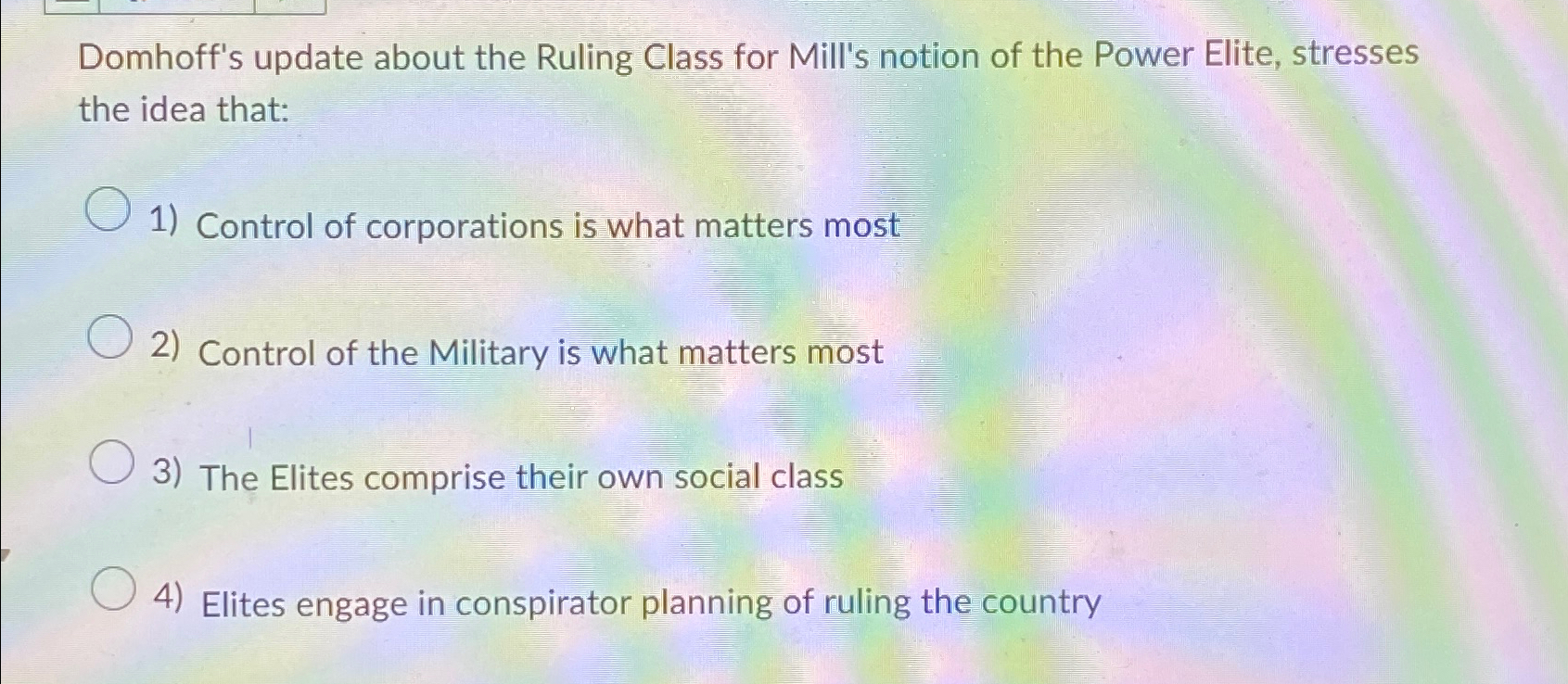 Solved Domhoff's update about the Ruling Class for Mill's | Chegg.com