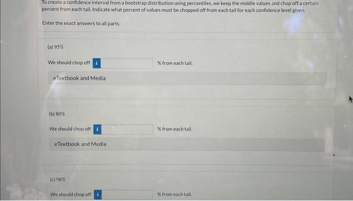 Solved To create a confidence interval from a bootstrap | Chegg.com