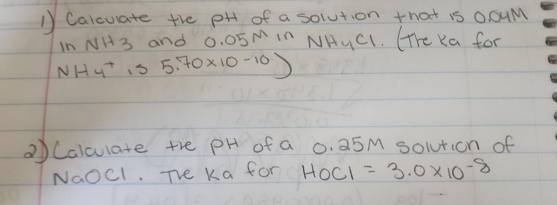 Solved 1) Calculate the pH of a solution that is 0.04M in | Chegg.com