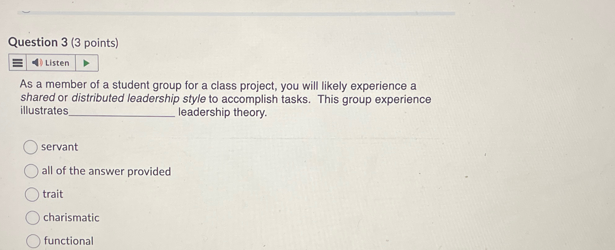 Solved Question 3 (3 ﻿points)ListenAs a member of a student | Chegg.com