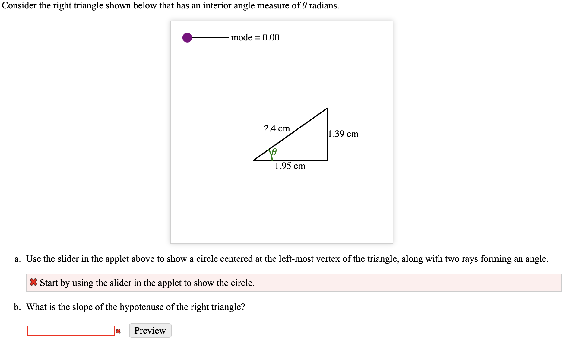 Solved Consider the right triangle shown below that has an | Chegg.com