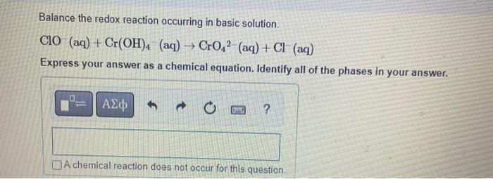 Solved Balance the redox reaction occurring in basic | Chegg.com
