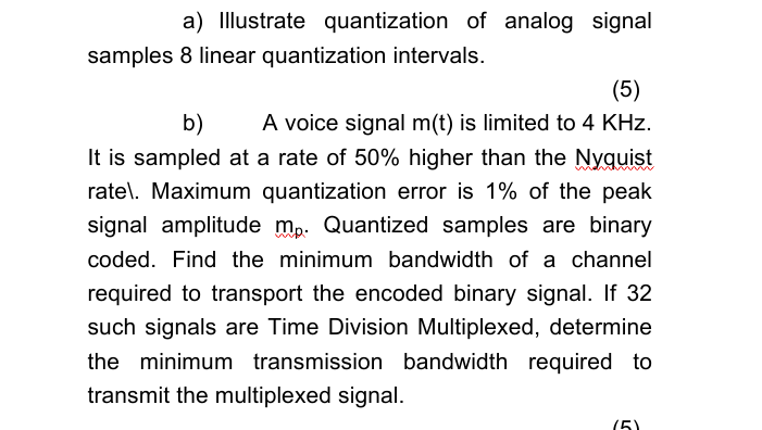 Solved a) Illustrate quantization of analog signal samples 8 | Chegg.com