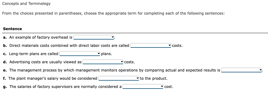 Solved Concepts and TerminologyFrom the choices presented in | Chegg.com